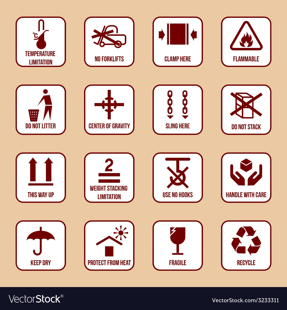Handling and packing icons Royalty Free Vector Image