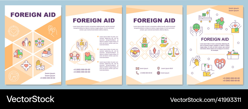 International aid orange brochure template Vector Image