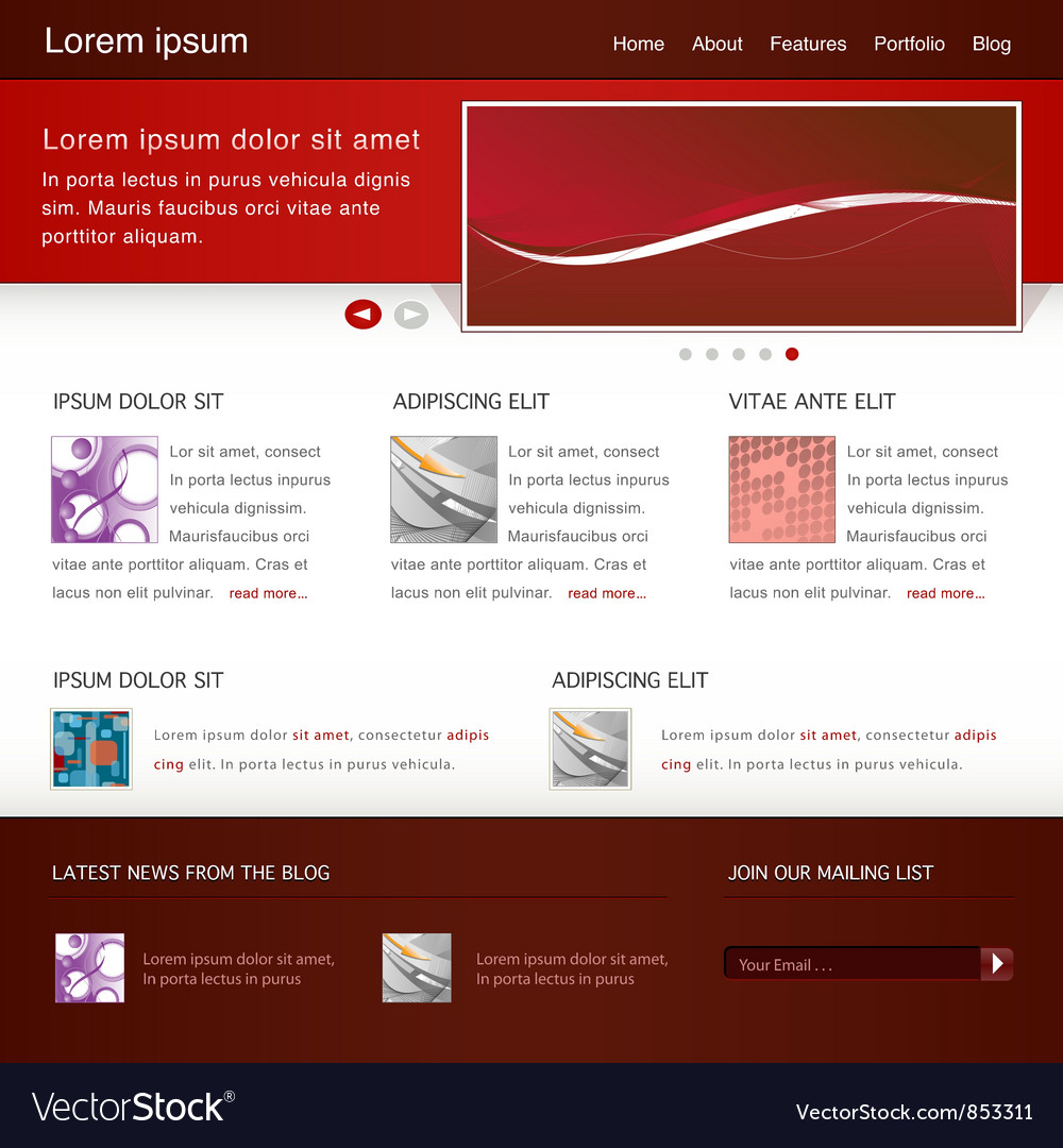 Modern website template Royalty Free Vector Image