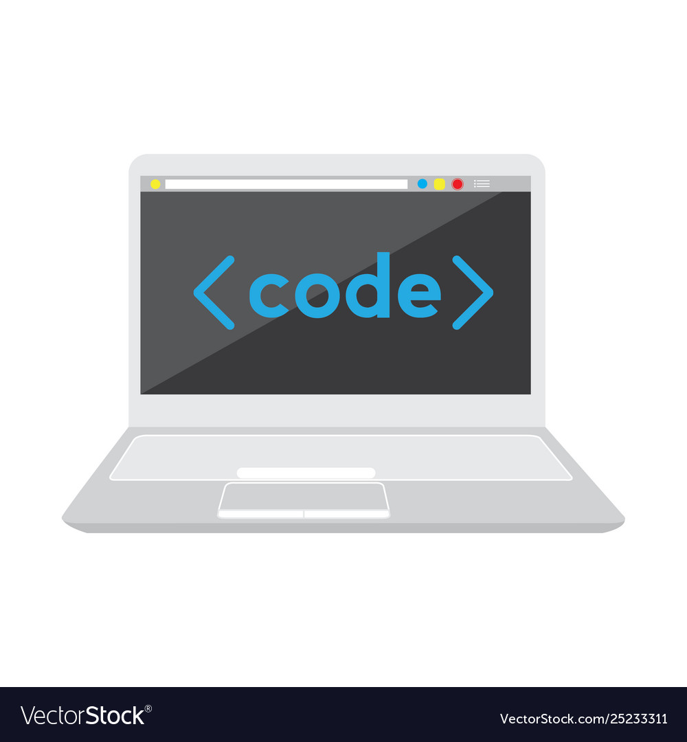 Programming code on a laptop icon Royalty Free Vector Image