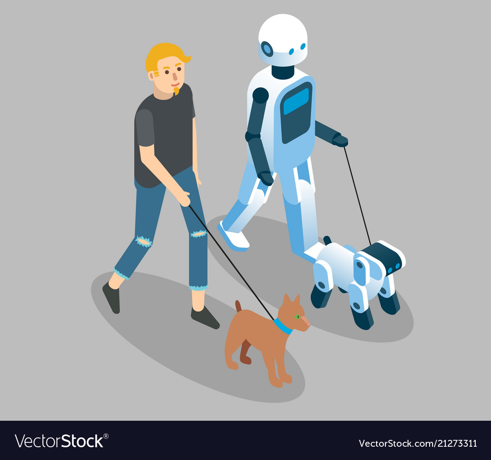 Robots concept isometric Royalty Free Vector Image