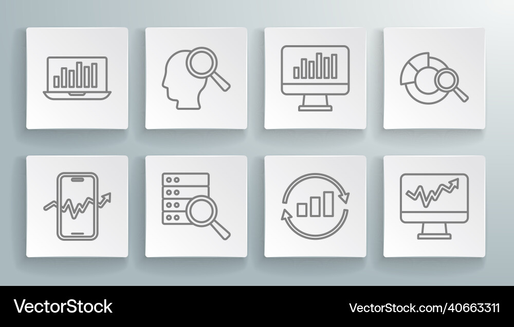 Set line mobile stock trading search people Vector Image