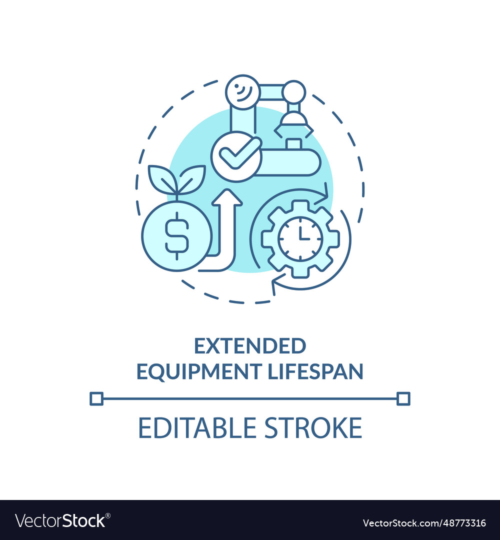 2d Thin Linear Icon Extended Equipment Lifespan Vector Image