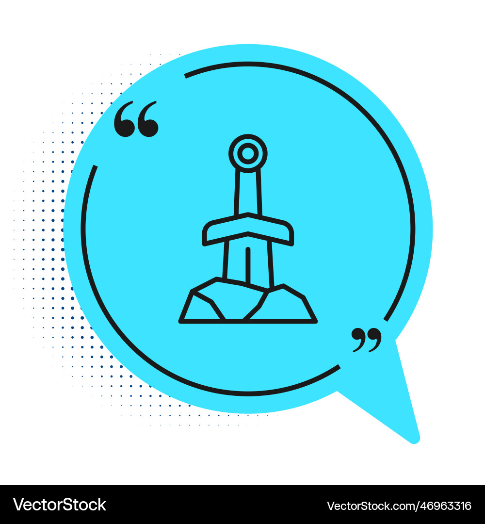 Black line sword in the stone icon isolated Vector Image