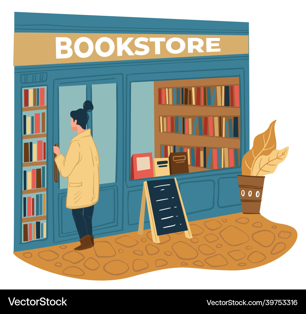 Bookstore assortment personage choosing book Vector Image