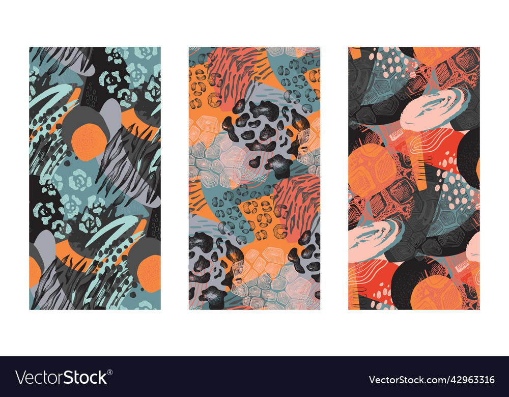 Collection of three seamless patterns Royalty Free Vector