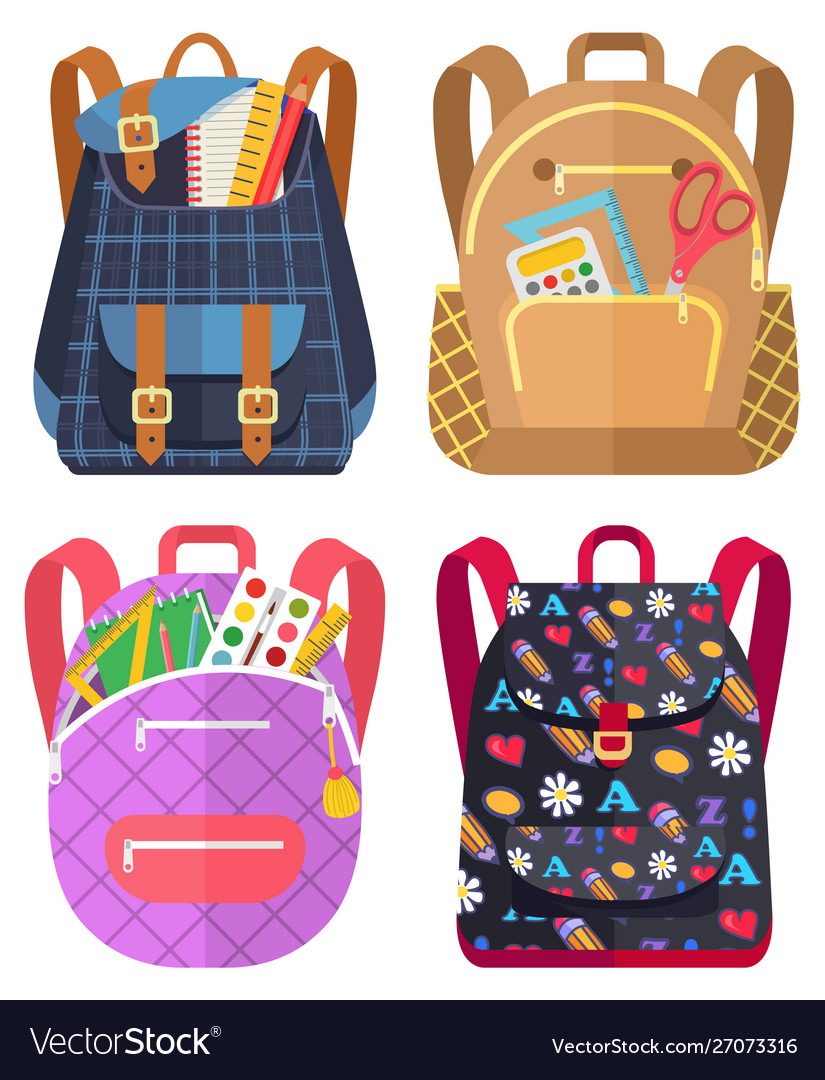 Colored school backpack back Royalty Free Vector Image
