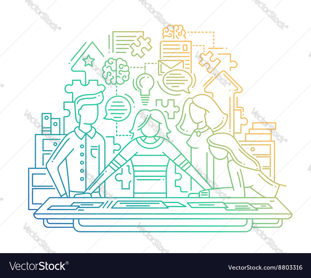 Creative process - line design Royalty Free Vector Image