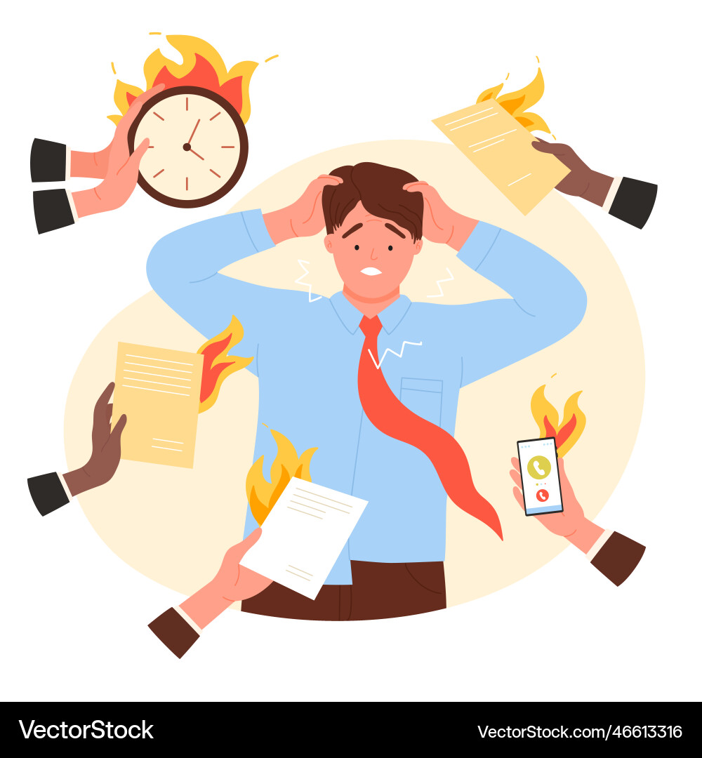Deadline pressure on employee time management Vector Image
