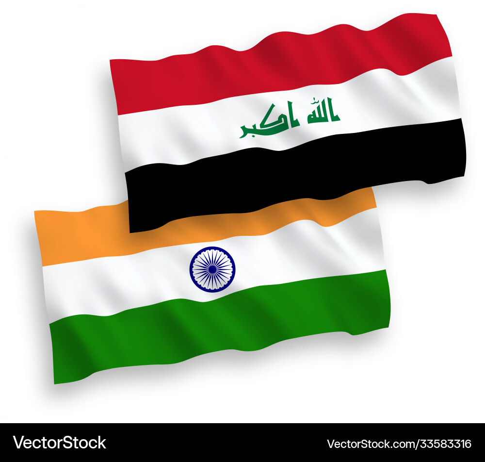 Flags india and iraq on a white background Vector Image