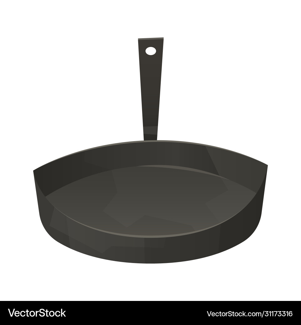 Frying pan in cartoon style isolated on white Vector Image