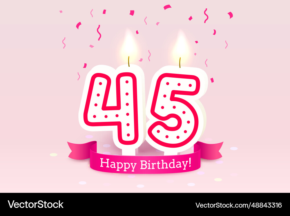 Happy birthday years 45 anniversary Royalty Free Vector