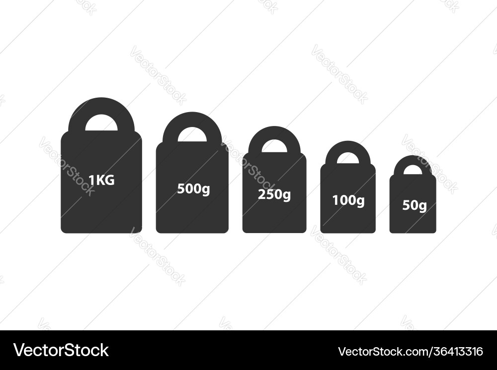 Kg weight mass black simple flat icon set Vector Image