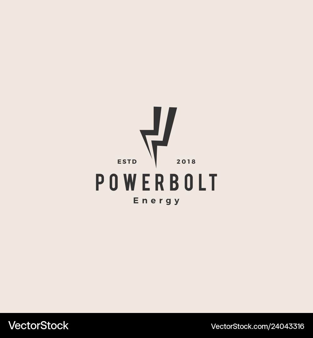 Lightning bolt power logo vintage retro hipster Vector Image