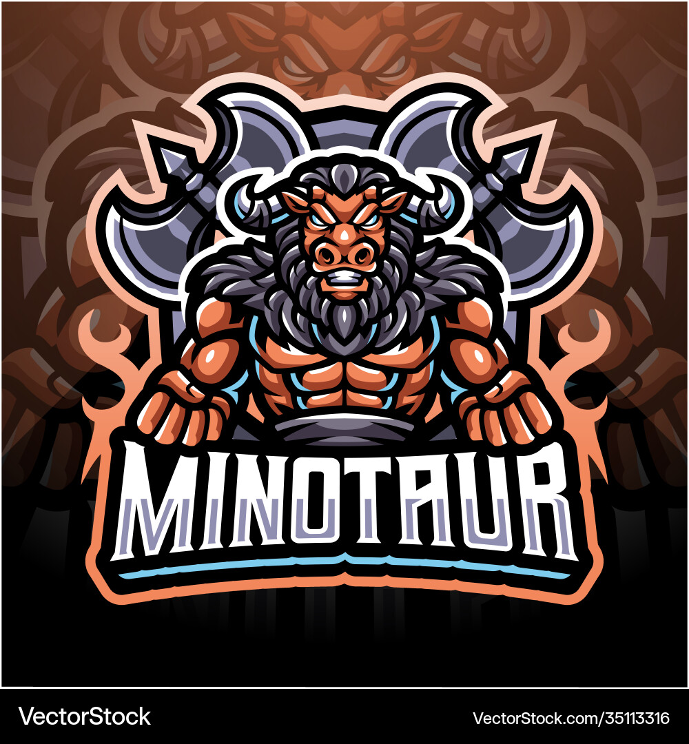 Minotaur esport mascot logo Royalty Free Vector Image