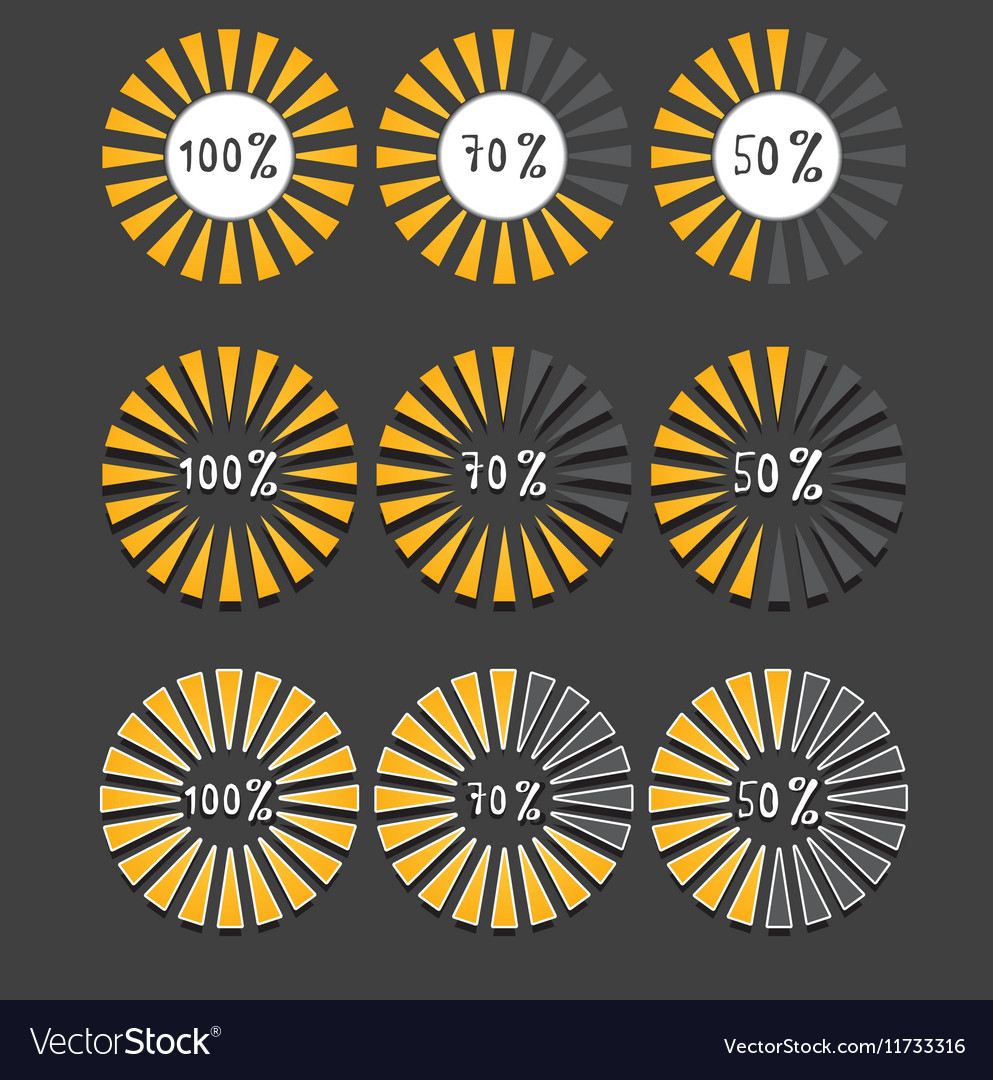 Orange preloaders and progress loading bars Vector Image