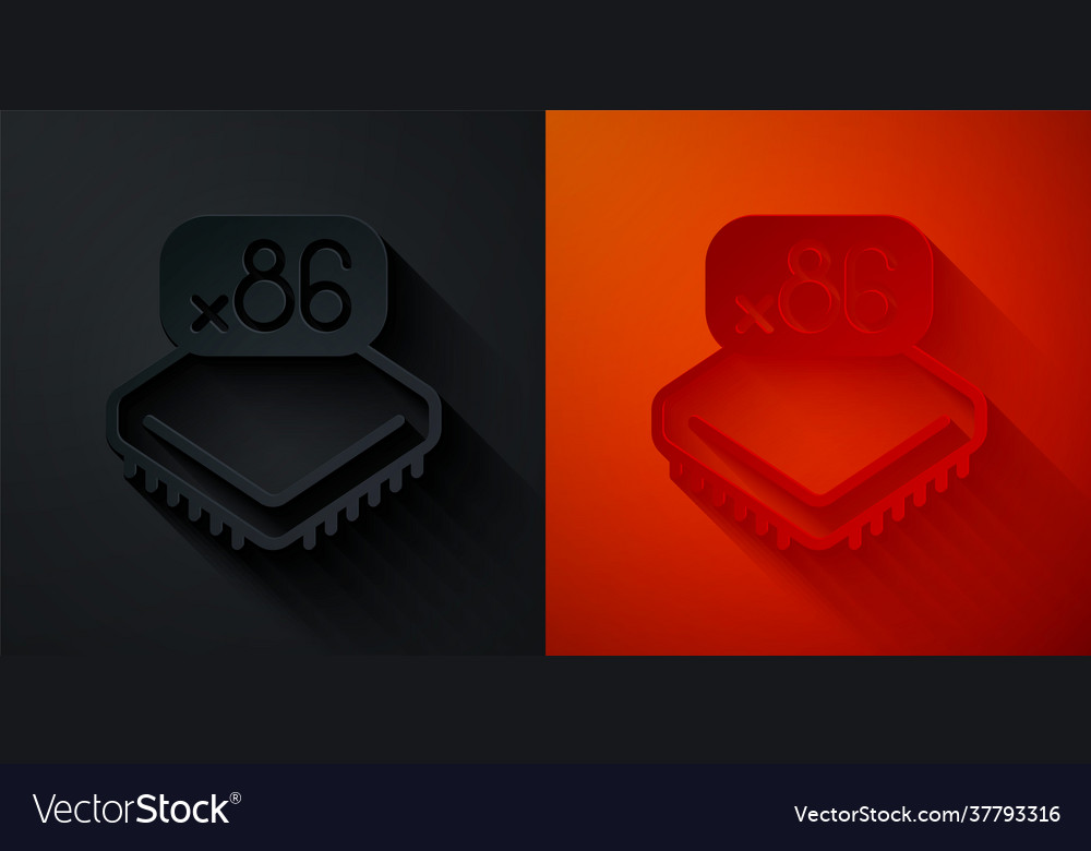 Paper cut computer processor with microcircuits Vector Image
