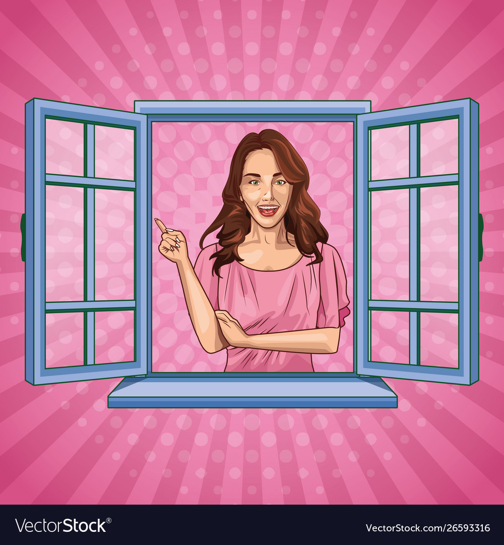 Pop Art Beautiful Woman Smiling Cartoon Royalty Free Vector
