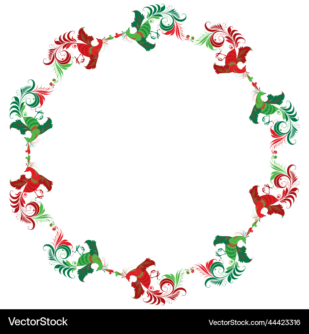 Round border from decorative fantasy green Vector Image