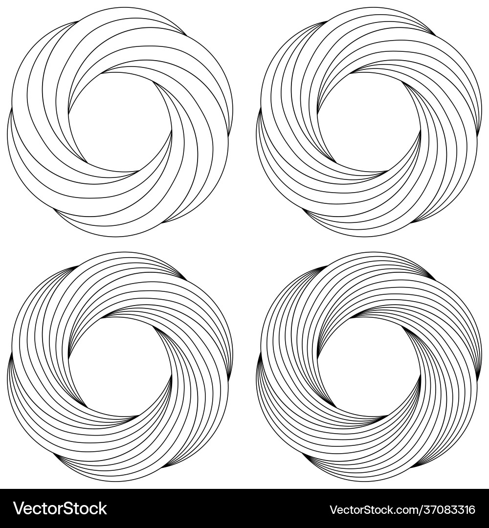 Set circular flower pattern swirling finer lines Vector Image