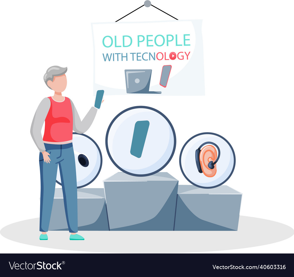 Social concept old people using gadgets Royalty Free Vector