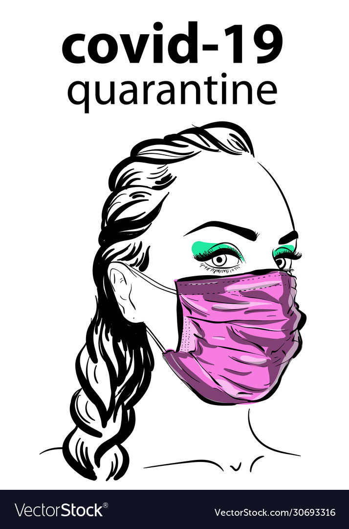 Woman in face mask virus covid19 epidemy Vector Image