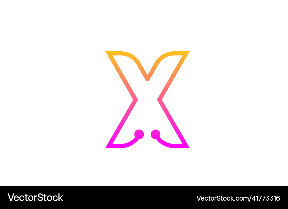 X pink alphabet letter icon logo design with dot Vector Image