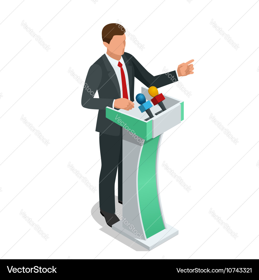 Business man giving a presentation in conference Vector Image