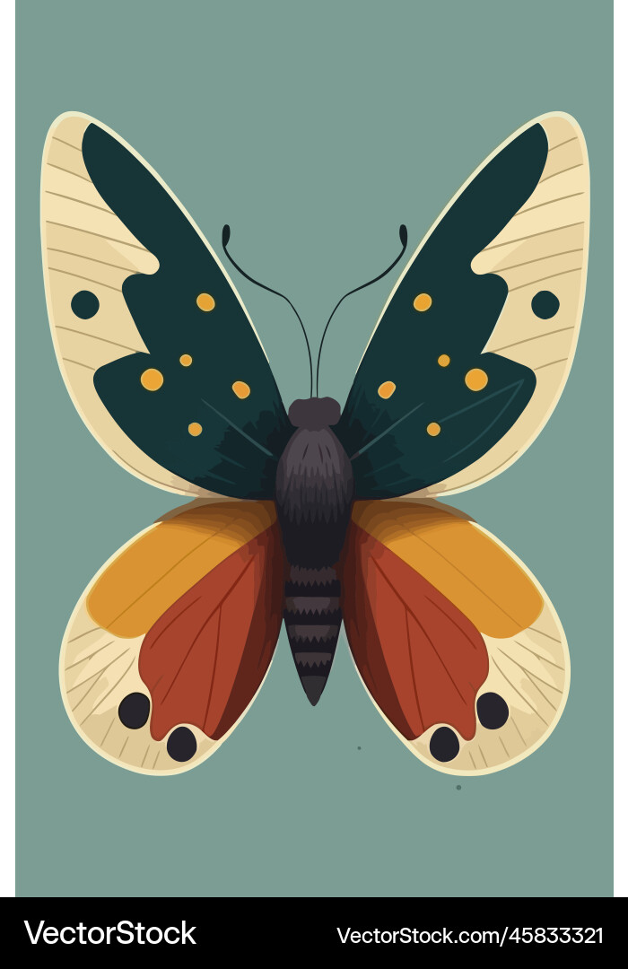 Butterfly design over green background wall art Vector Image