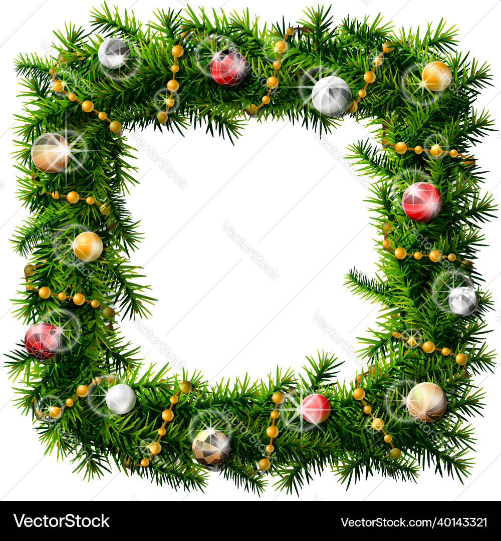 Christmas square wreath with decorative beads Vector Image