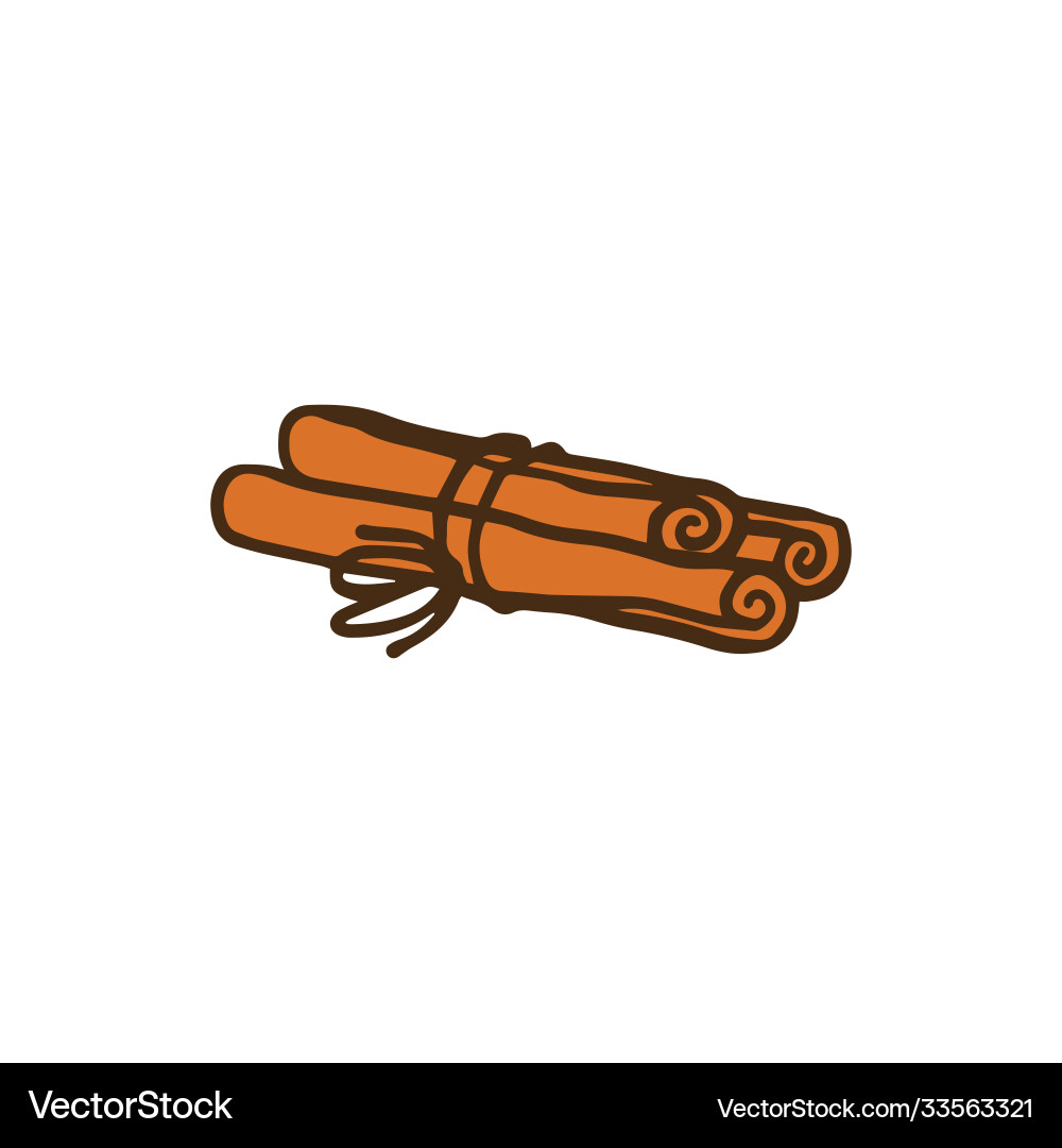 Cinnamon sticks spice cartoon icon sketch Vector Image