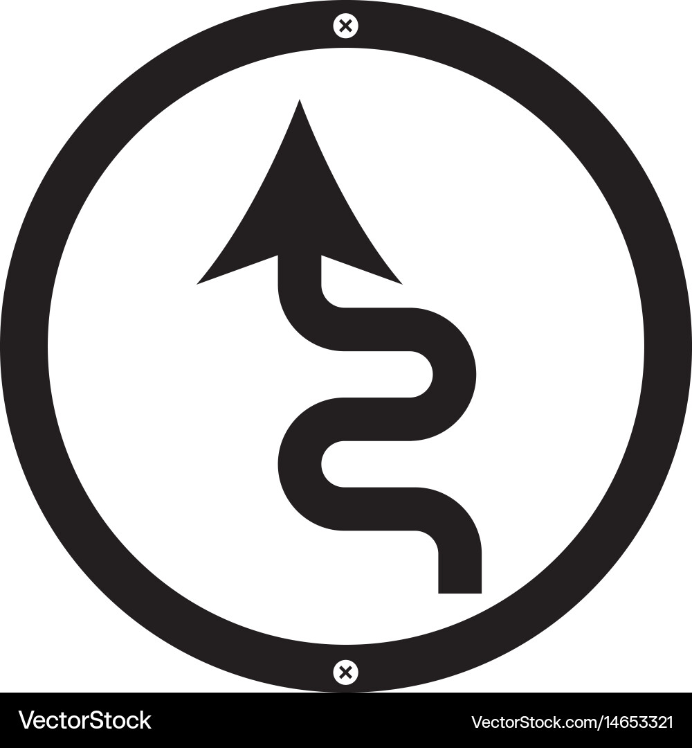 Curved road arrow traffic signal icon Royalty Free Vector