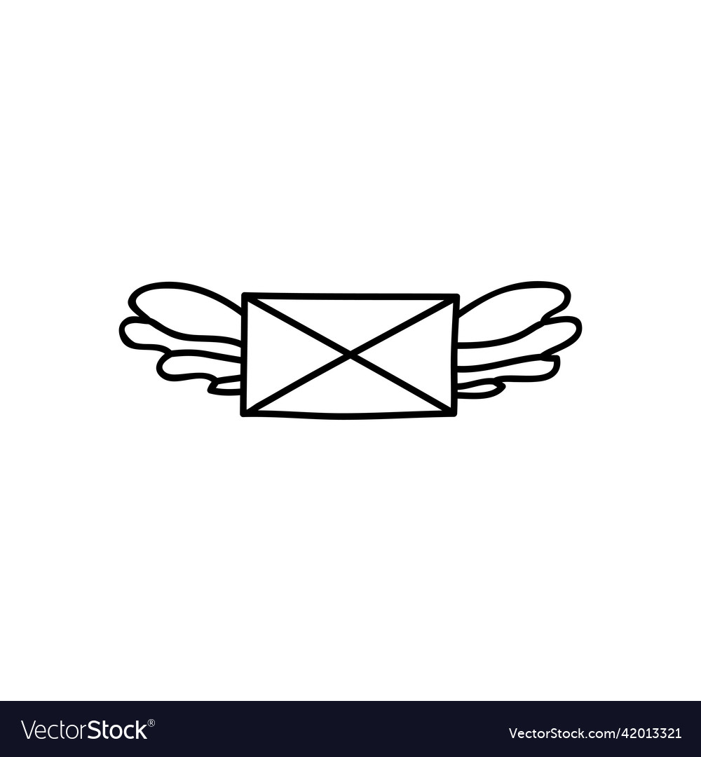 Doodle flying envelope with wings Royalty Free Vector Image