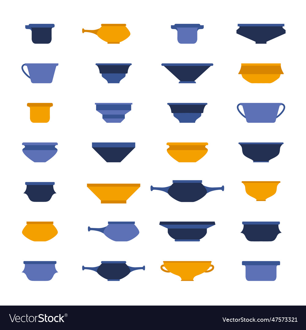 Flat set various plates Royalty Free Vector Image