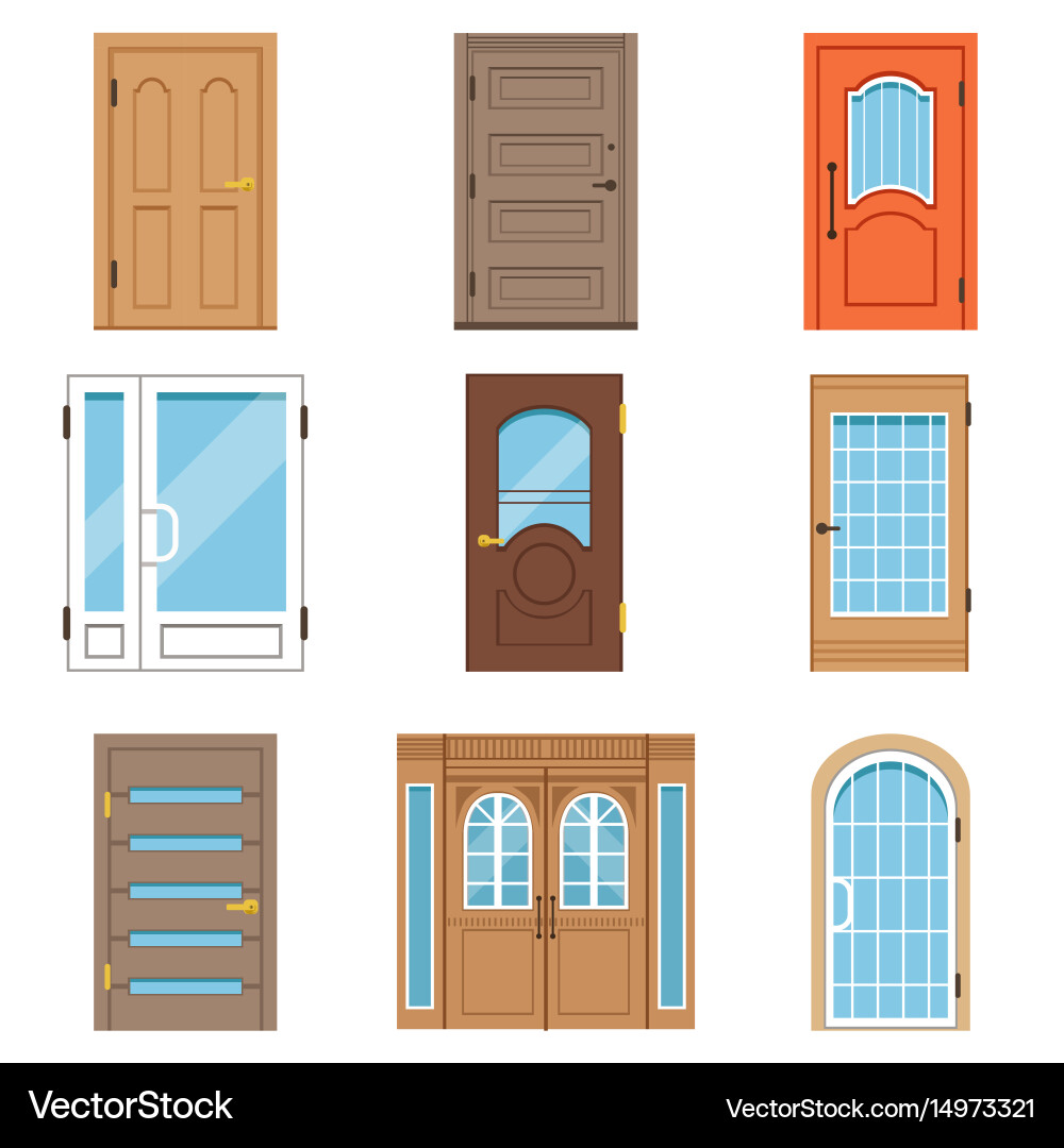 Front doors collection of vintage and modern Vector Image