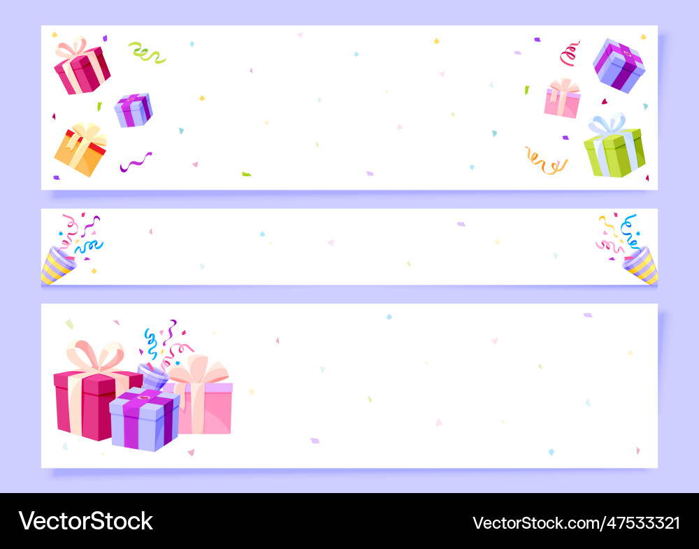 Greeting card banner blank festive box flat set Vector Image