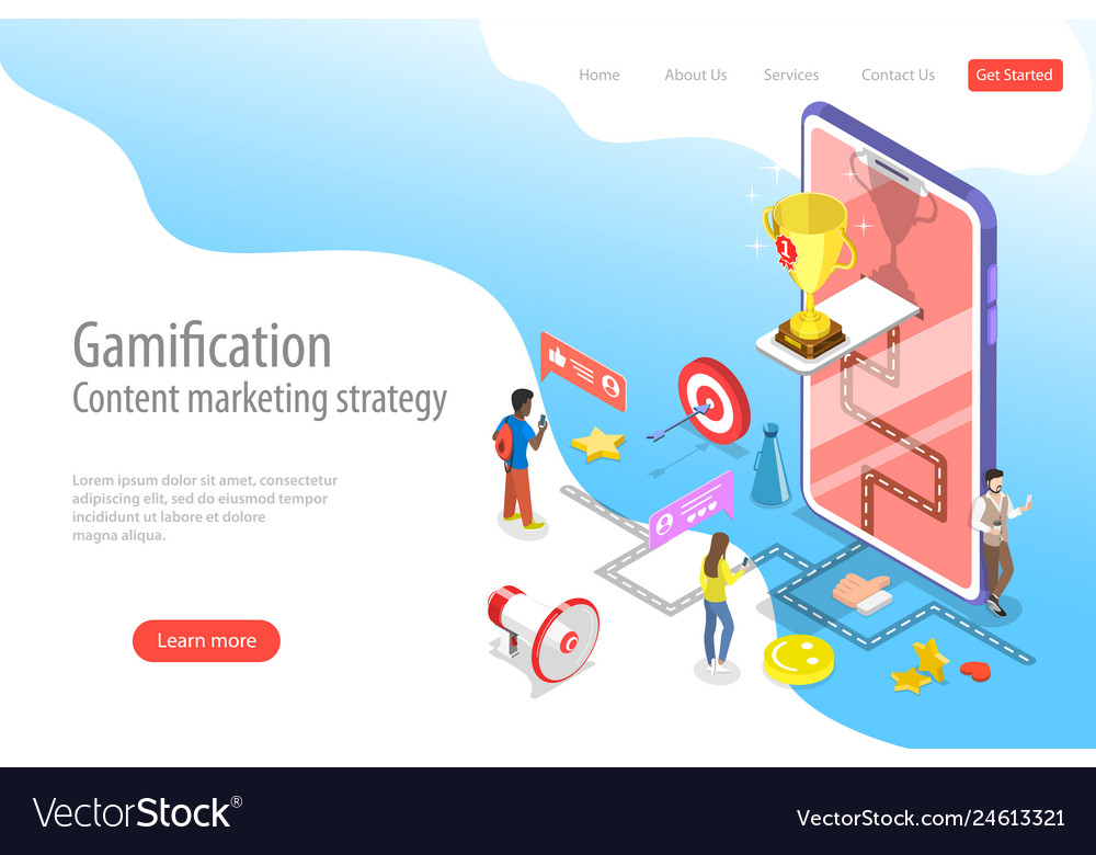 Isometric Flat Landing Pate Template Royalty Free Vector