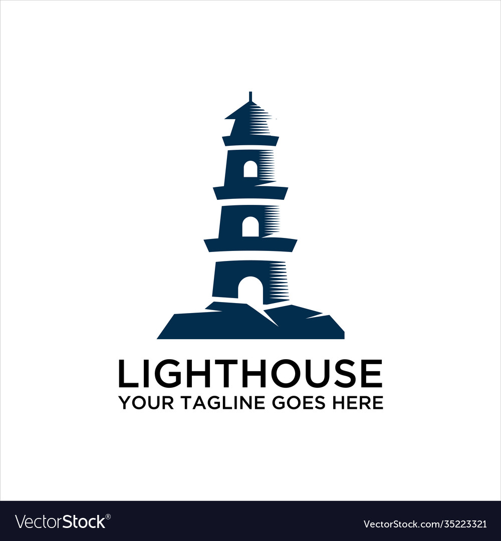 Lighthouse logo template building Royalty Free Vector Image