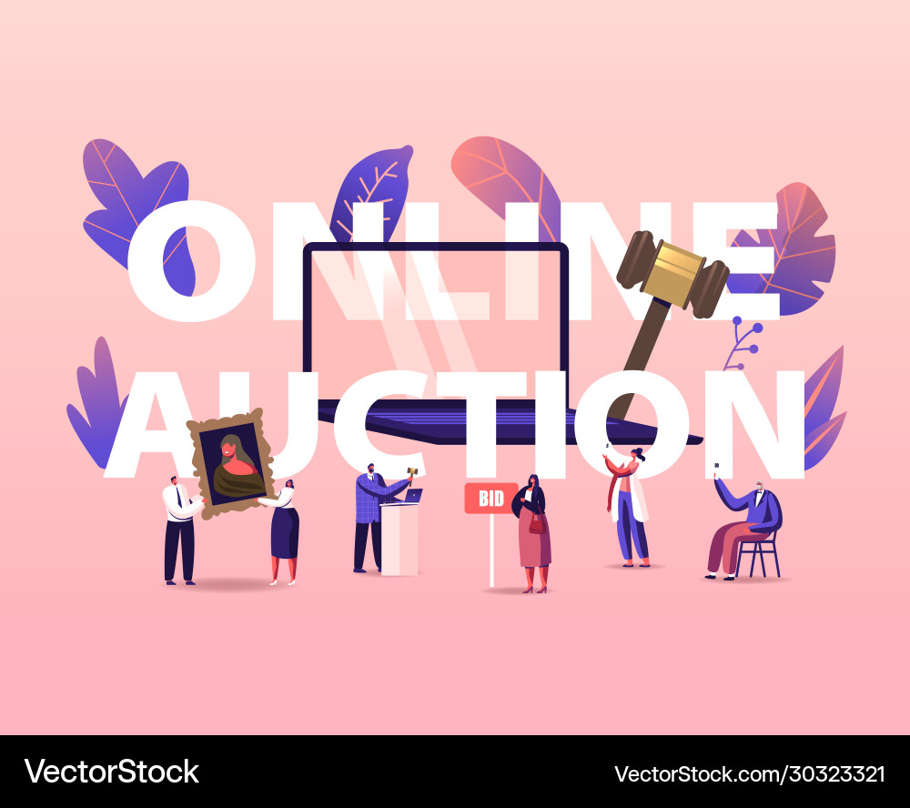 Online auction concept people buying assets Vector Image