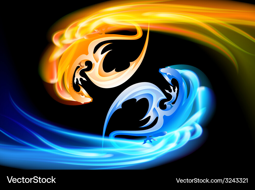 Pair of dragons turning in the sky Royalty Free Vector Image