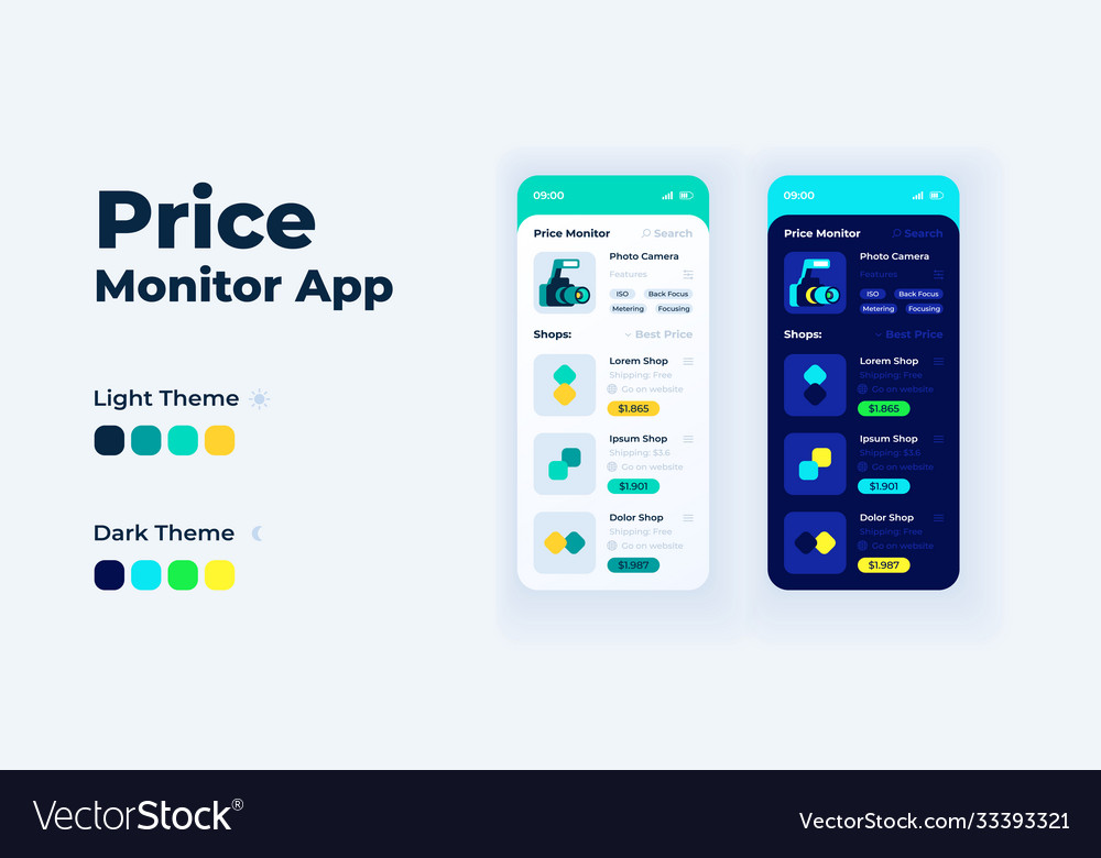 Price monitor app cartoon smartphone interface Vector Image