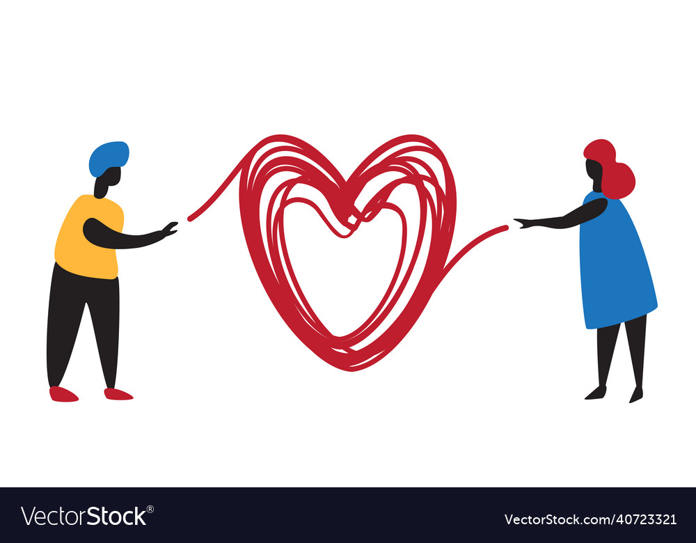 Relationship problem concept tangled heart Vector Image