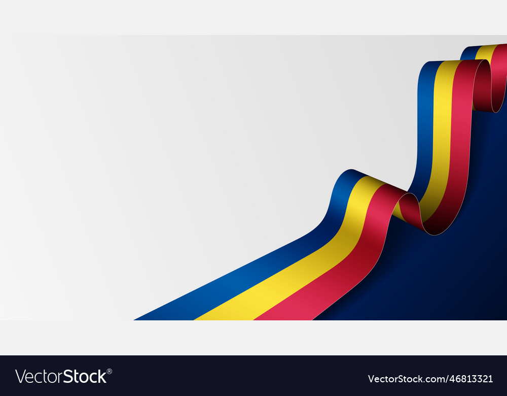Romania ribbon flag background Royalty Free Vector Image