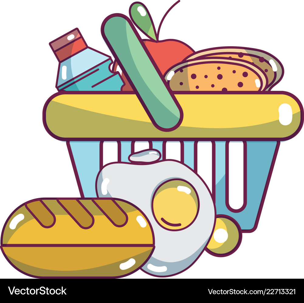 Supermarket products cartoon Royalty Free Vector Image