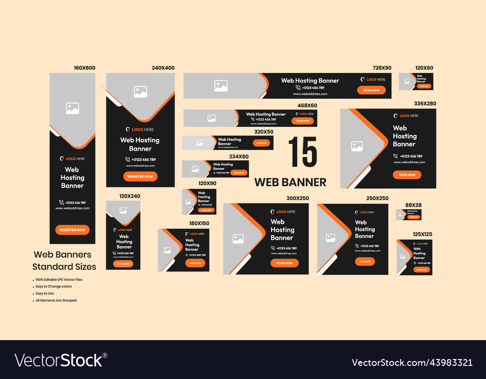 Web hosting banner set template Royalty Free Vector Image