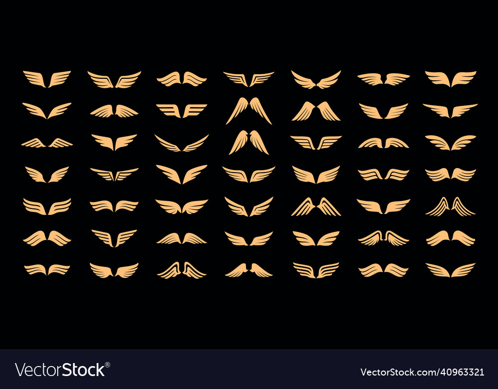 Wings icons set Royalty Free Vector Image - VectorStock