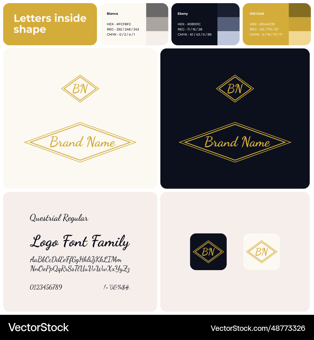 2d luxury fashion brand template with thin linear Vector Image