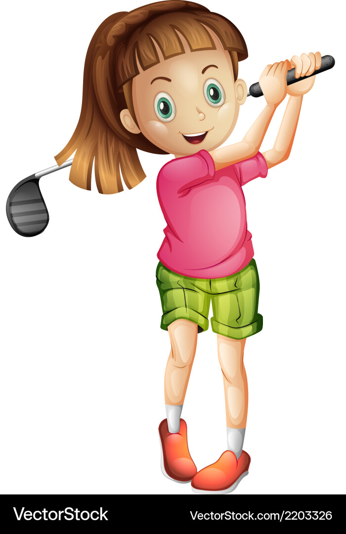 A cute little girl playing golf Royalty Free Vector Image