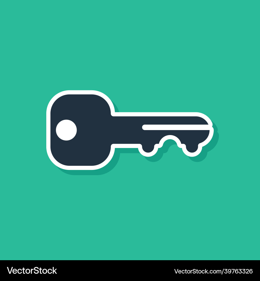 Blue house key icon isolated on green background Vector Image