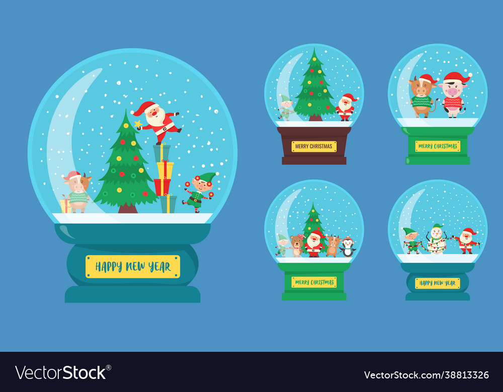 Christmas glass ball or souvenir snow globe Vector Image